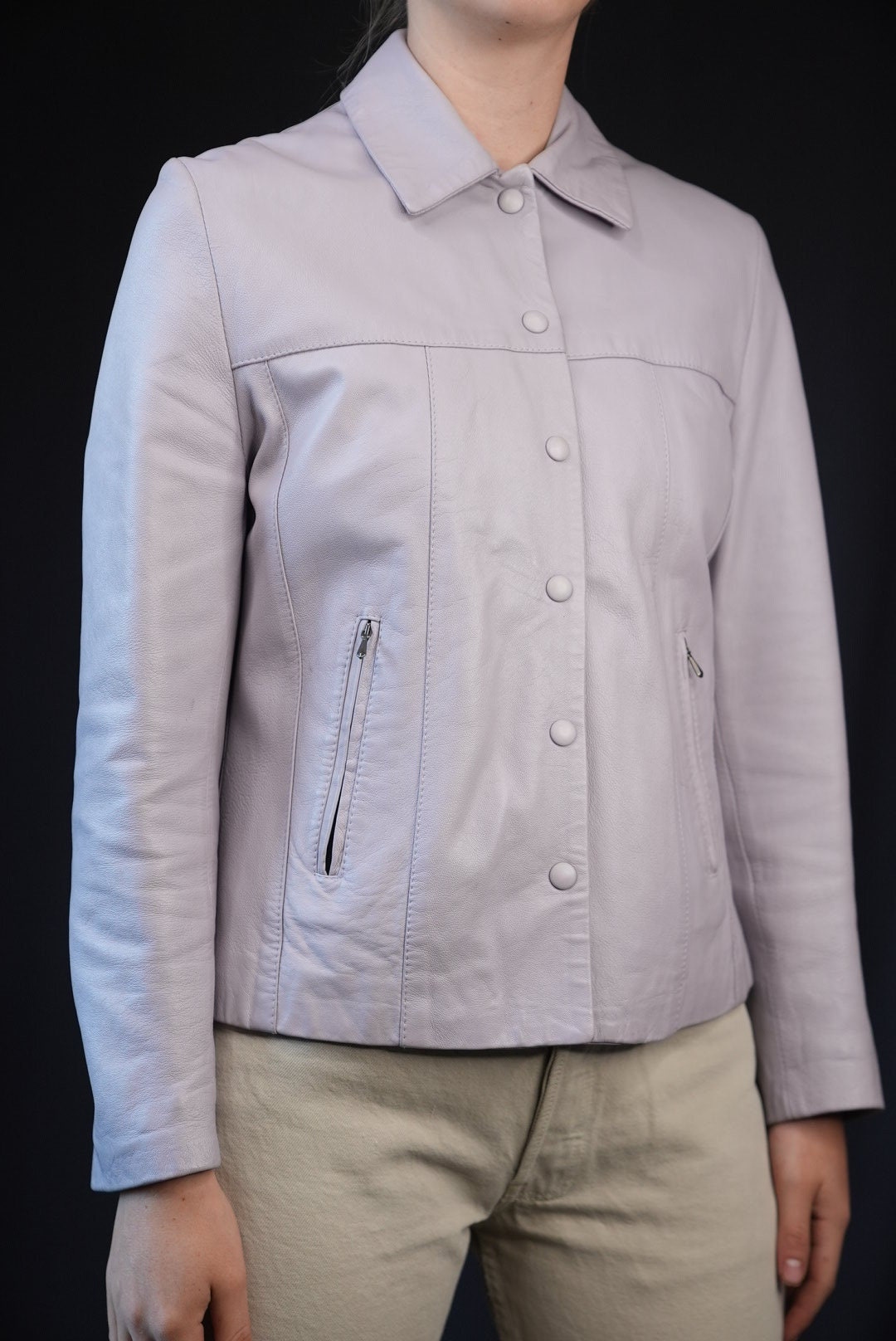 Lilac Leather Jacket Vintage, Made in Italy - Etsy
