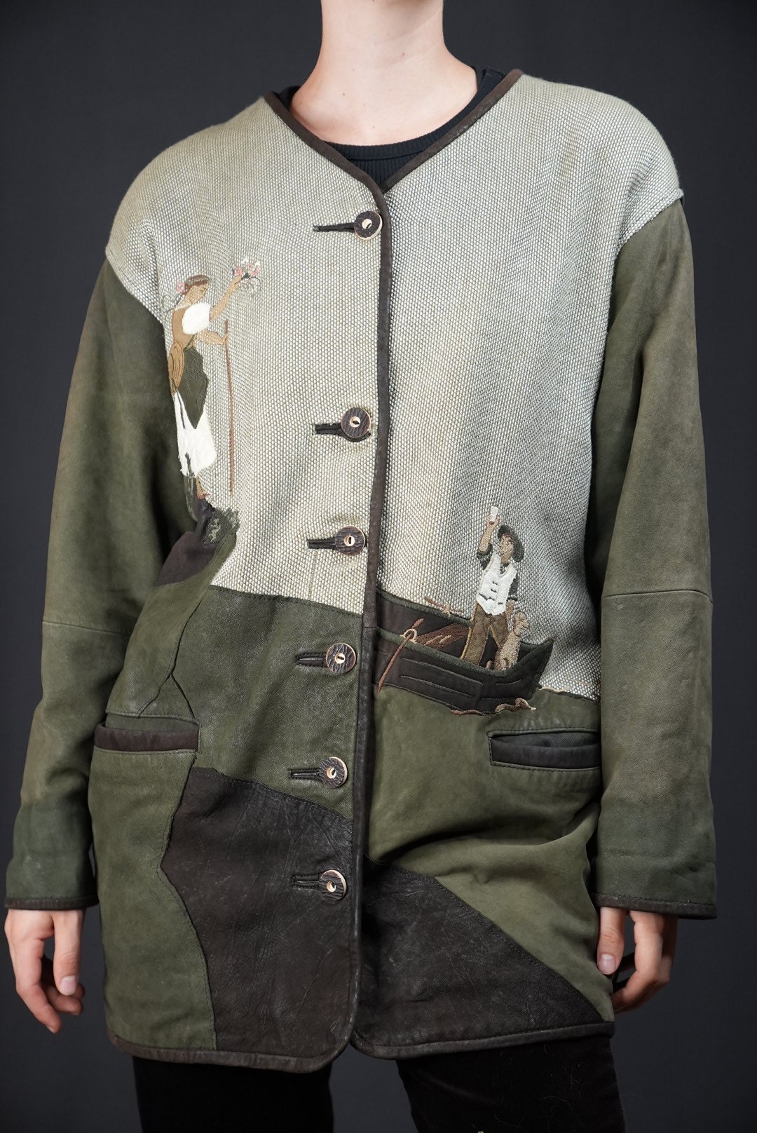 Trachten Jacket / Traditional Austrian Leather Jacket With Embroidery ...