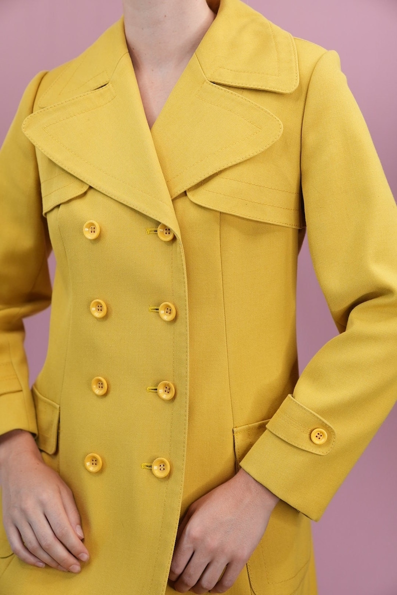 Rare 1960s Tailored Wool-blend Twill Coat in Yellow Women's Rainproof ...
