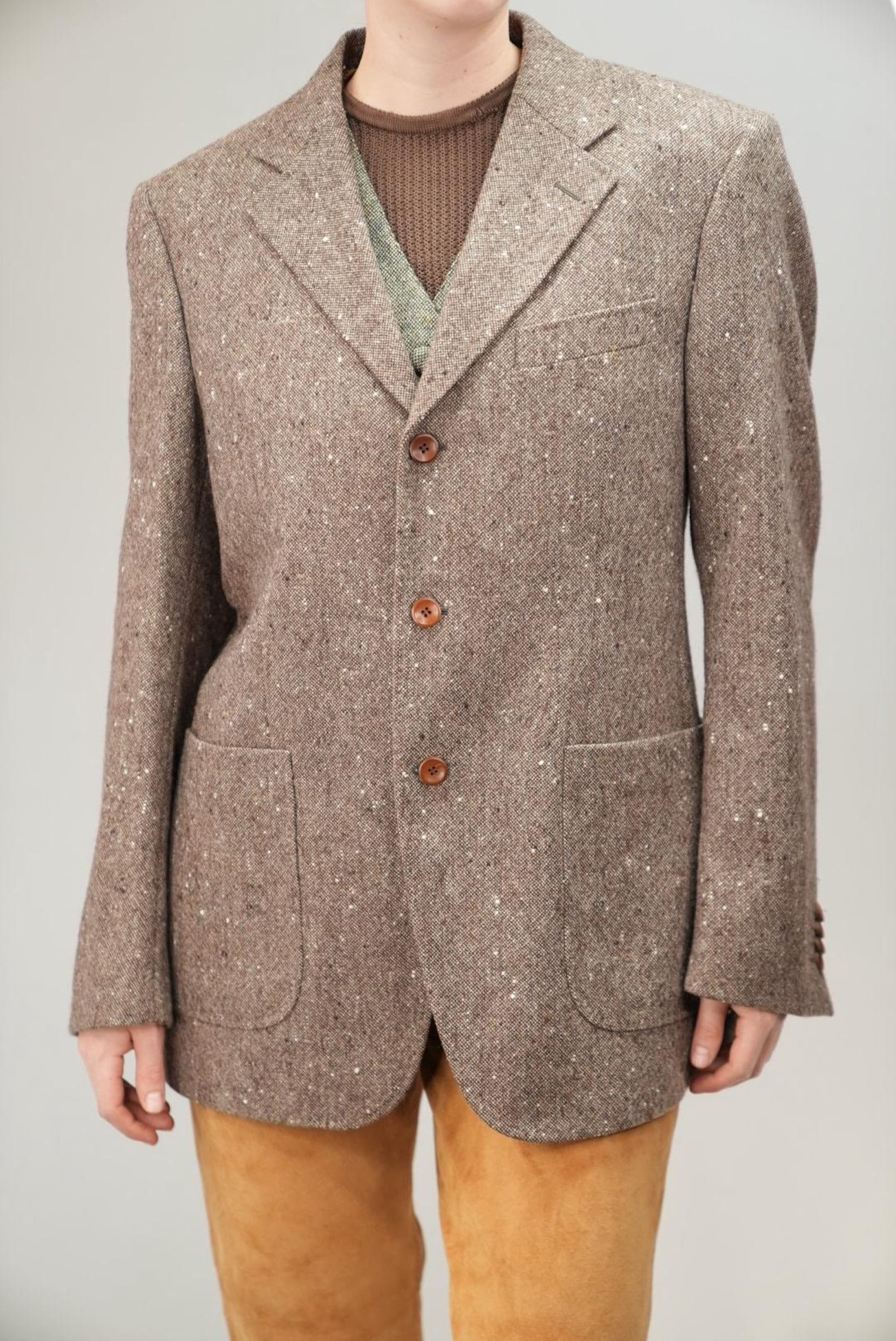 Lebole Taupe Tweed Blazer | Vintage | Men's EU Size 50 (L) | Uomo ...