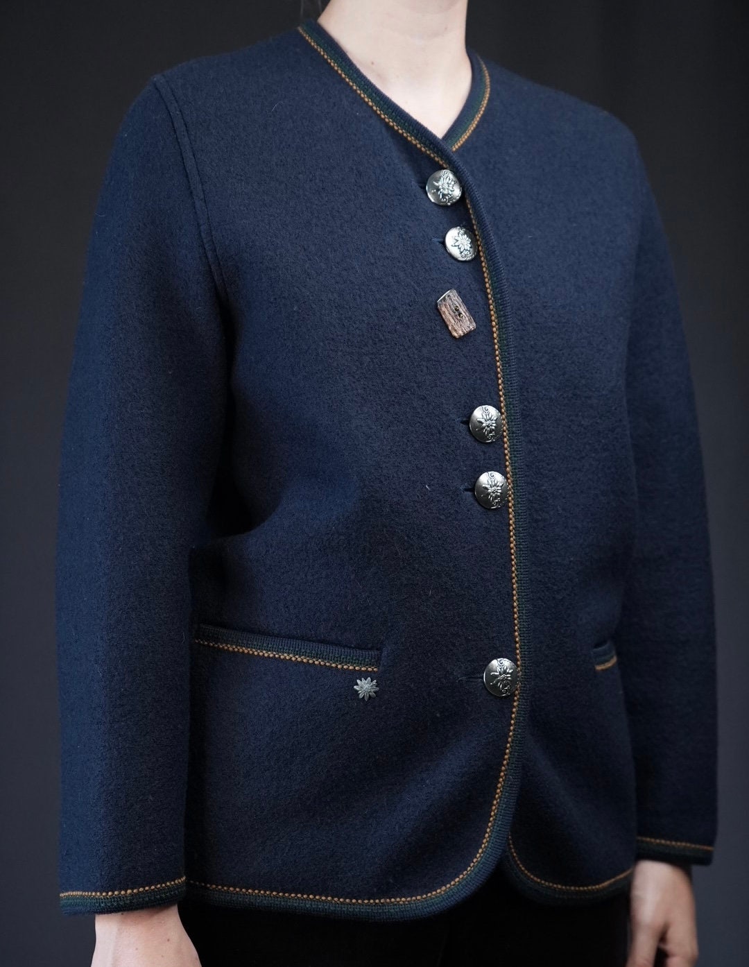Trachten Jacket Vintage Dark Blue Traditional Austrian Jacket Pure ...