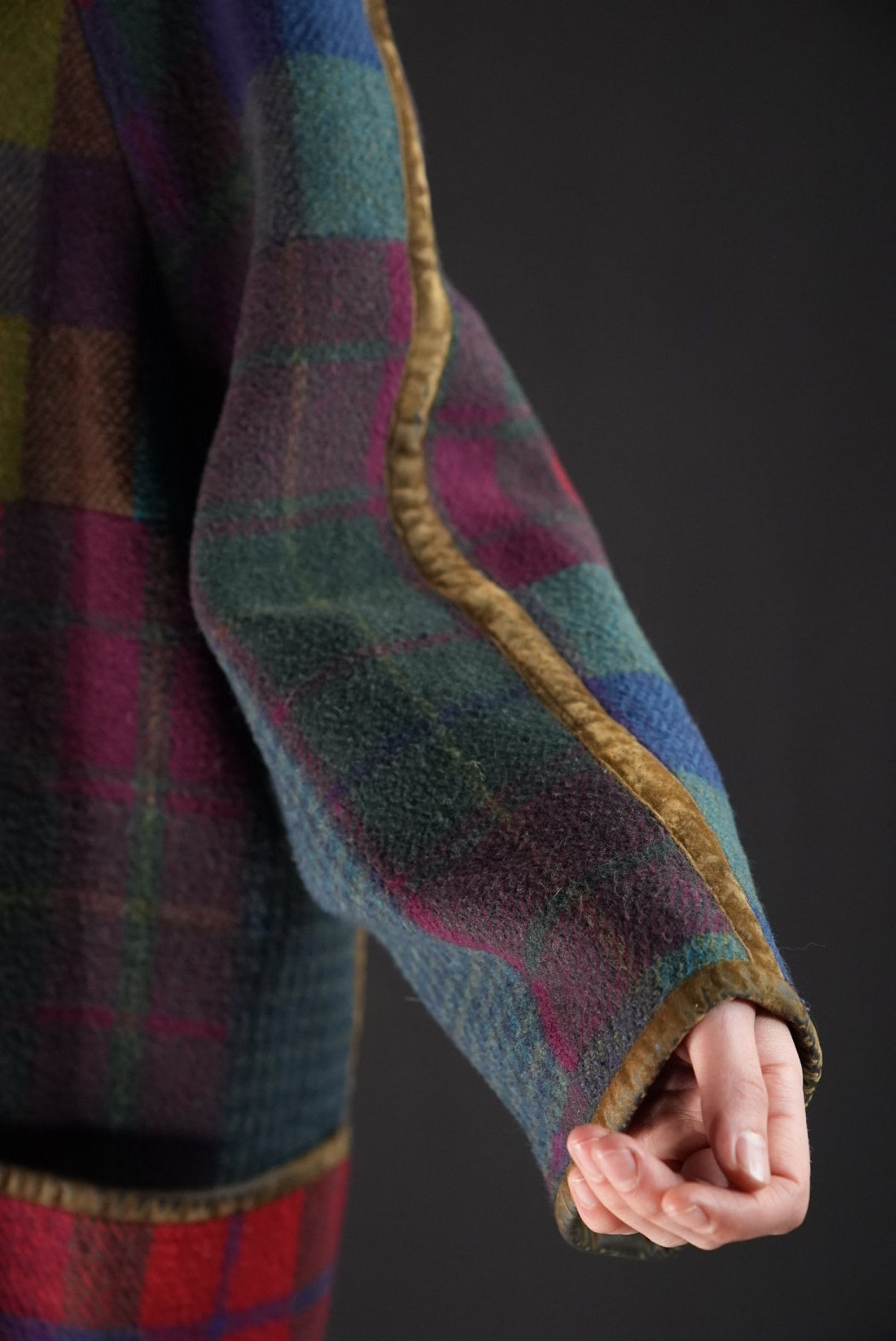 Colorful Plaid Wool Coat Vintage Duffle Coat 1980s With Metal Fasteners ...