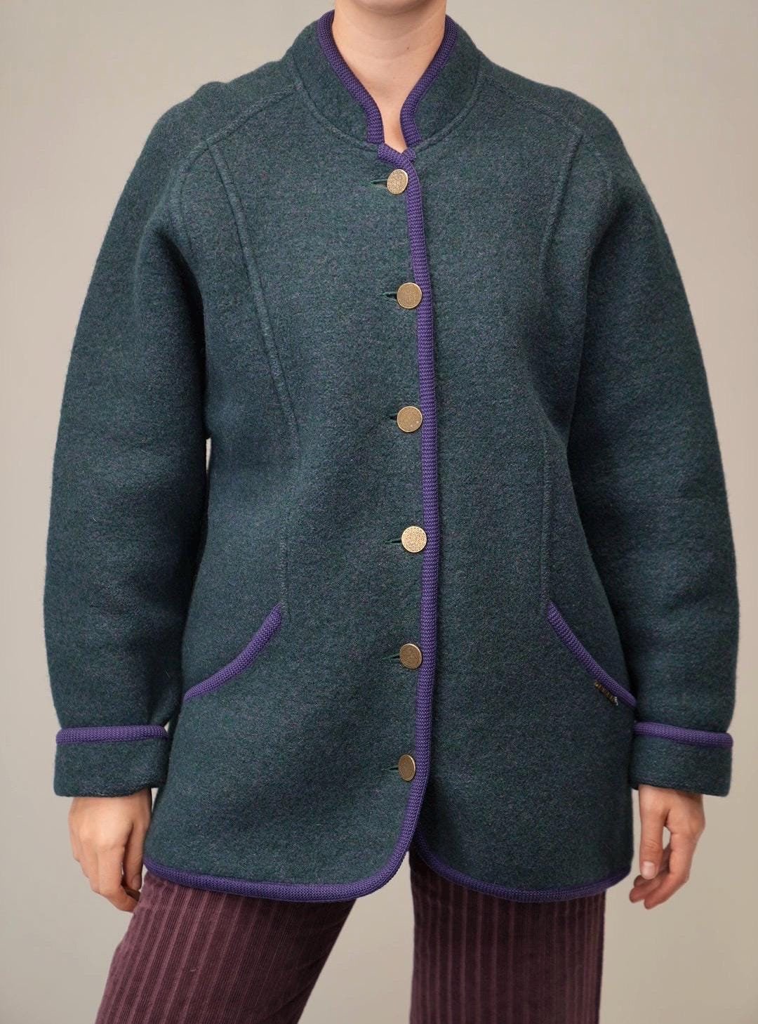 Geiger Austrian Boiled Wool Jacket, Pure Wool Petrol Blue Vintage Wool ...