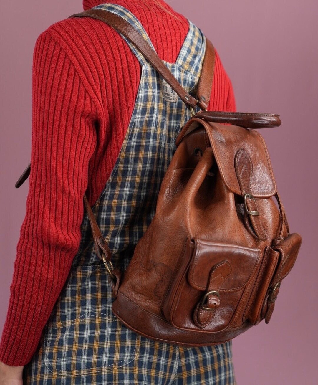 Italian Handmade Leather Backpack in Natural Brown, Made From Real ...