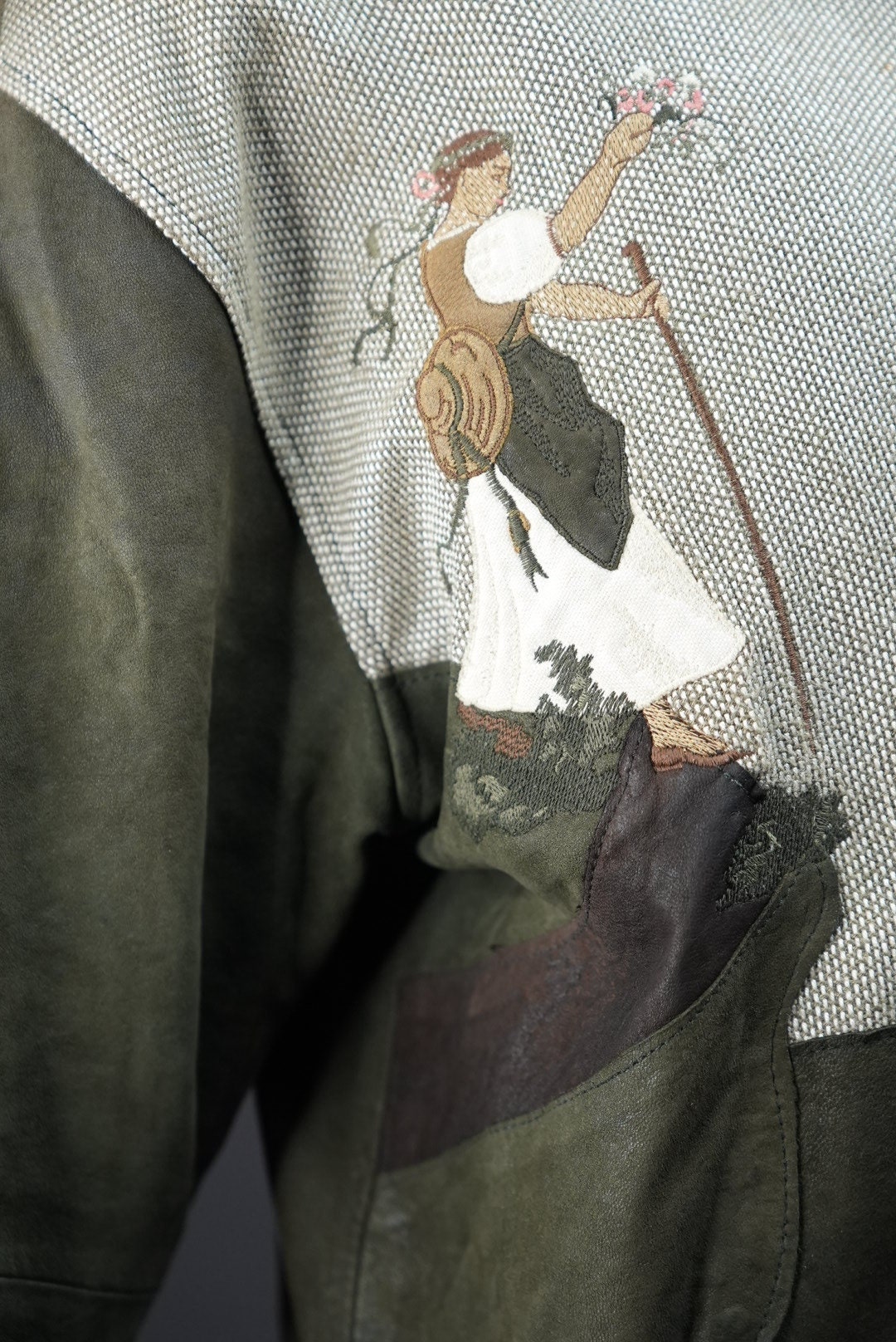 Trachten Jacket / Traditional Austrian Leather Jacket With Embroidery ...