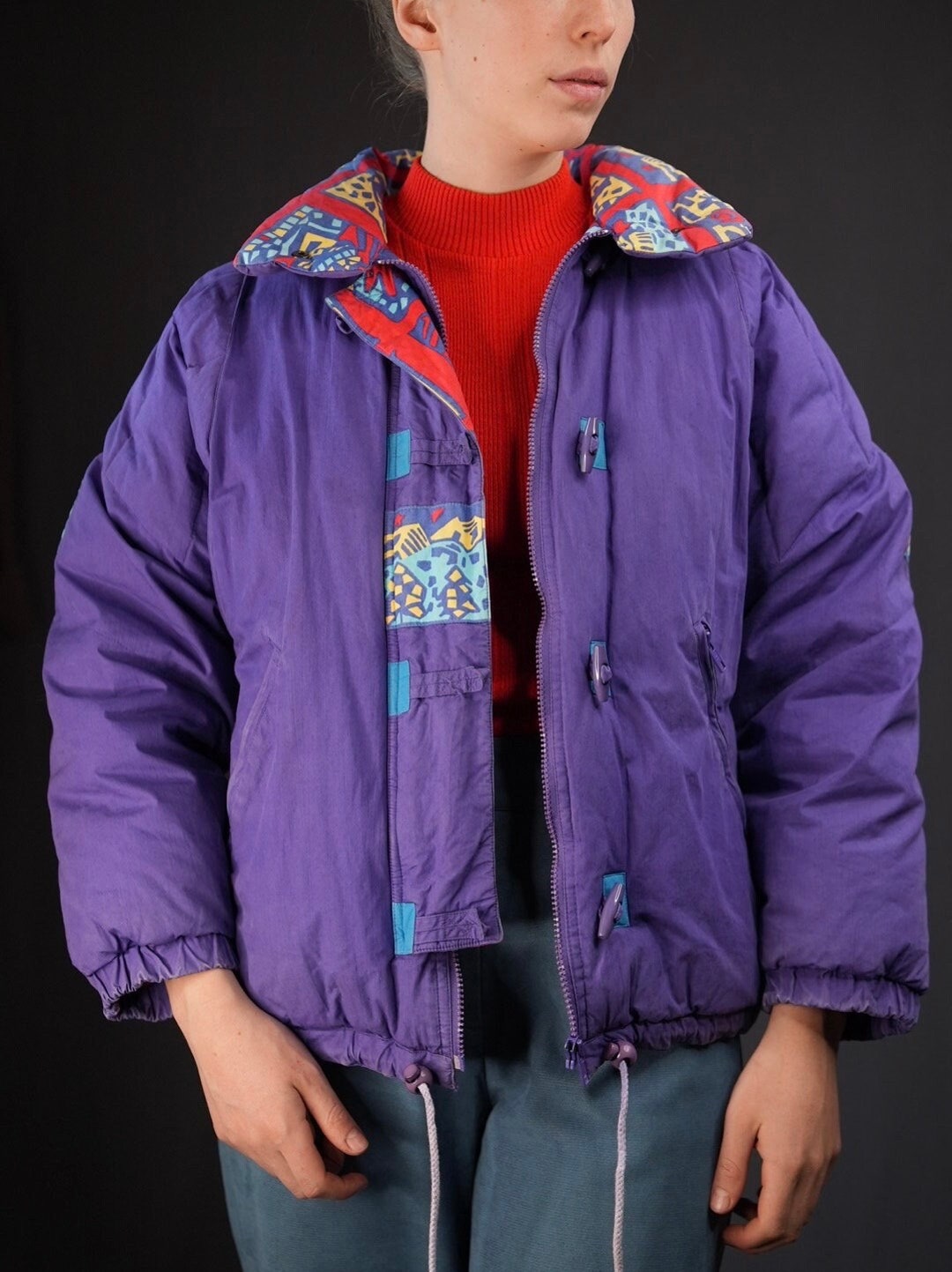 Amazing Vintage Down Jacket | Purple Puffer Coat | Real Duck Down ...