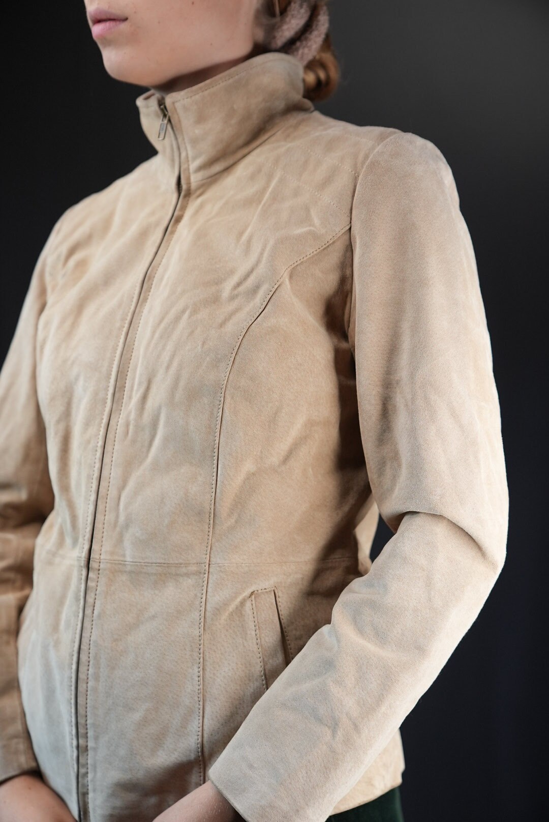 Vintage Suede Leather Jacket Cream Colored With Zipper - Etsy