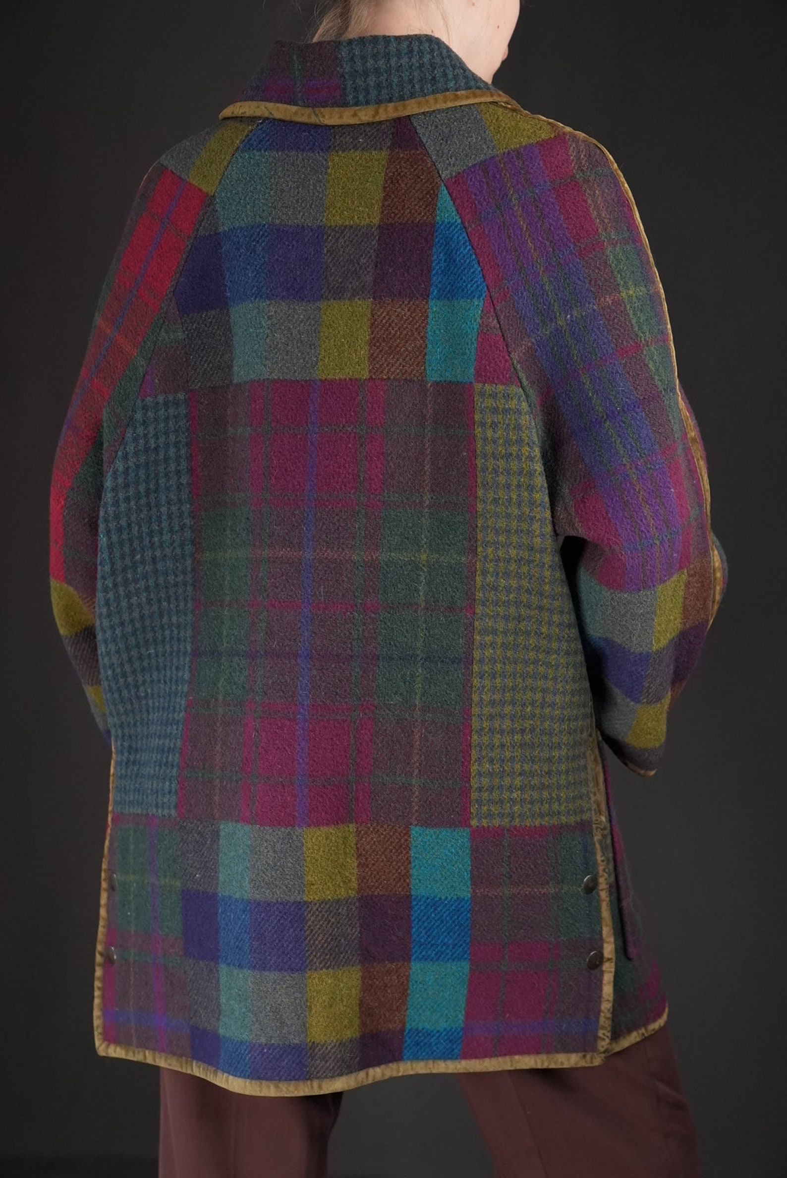 Colorful Plaid Wool Coat Vintage Duffle Coat 1980s With Metal Fasteners ...