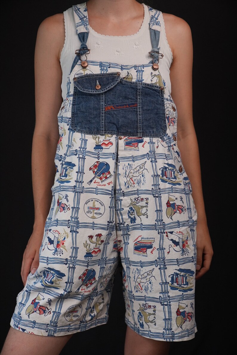 Rare Chipie Vintage Short Dungarees / Overalls With Pattern / Made in ...