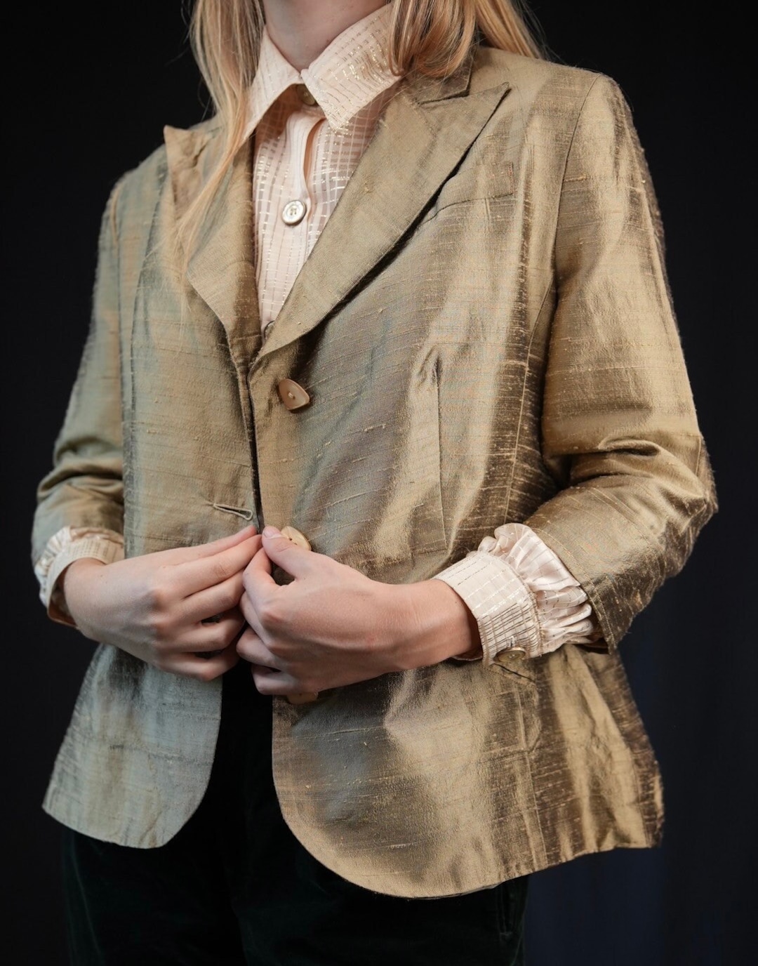 Golden Vintage Silk Blazer Jacket - Etsy