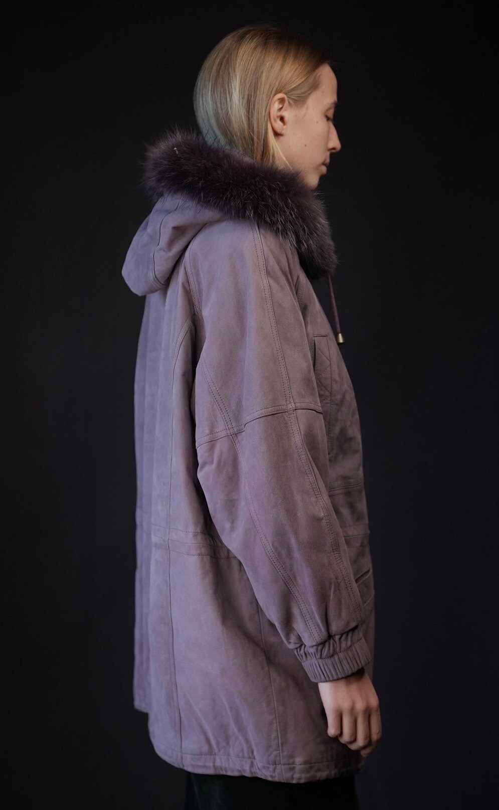 Blush Purple Vintage Leather Parka Coat With Fur Trimmed Hood - Etsy