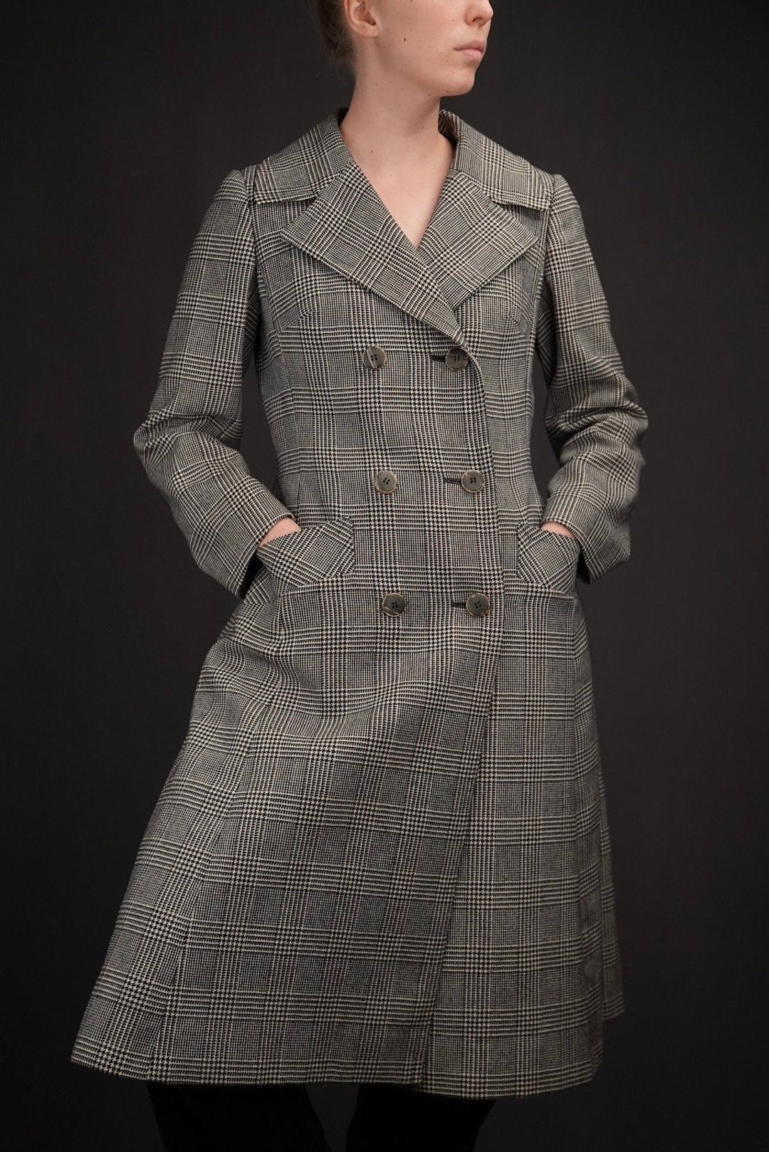 Aquascutum Shower-proof Vintage Wool Coat With Checkered Pattern Made ...