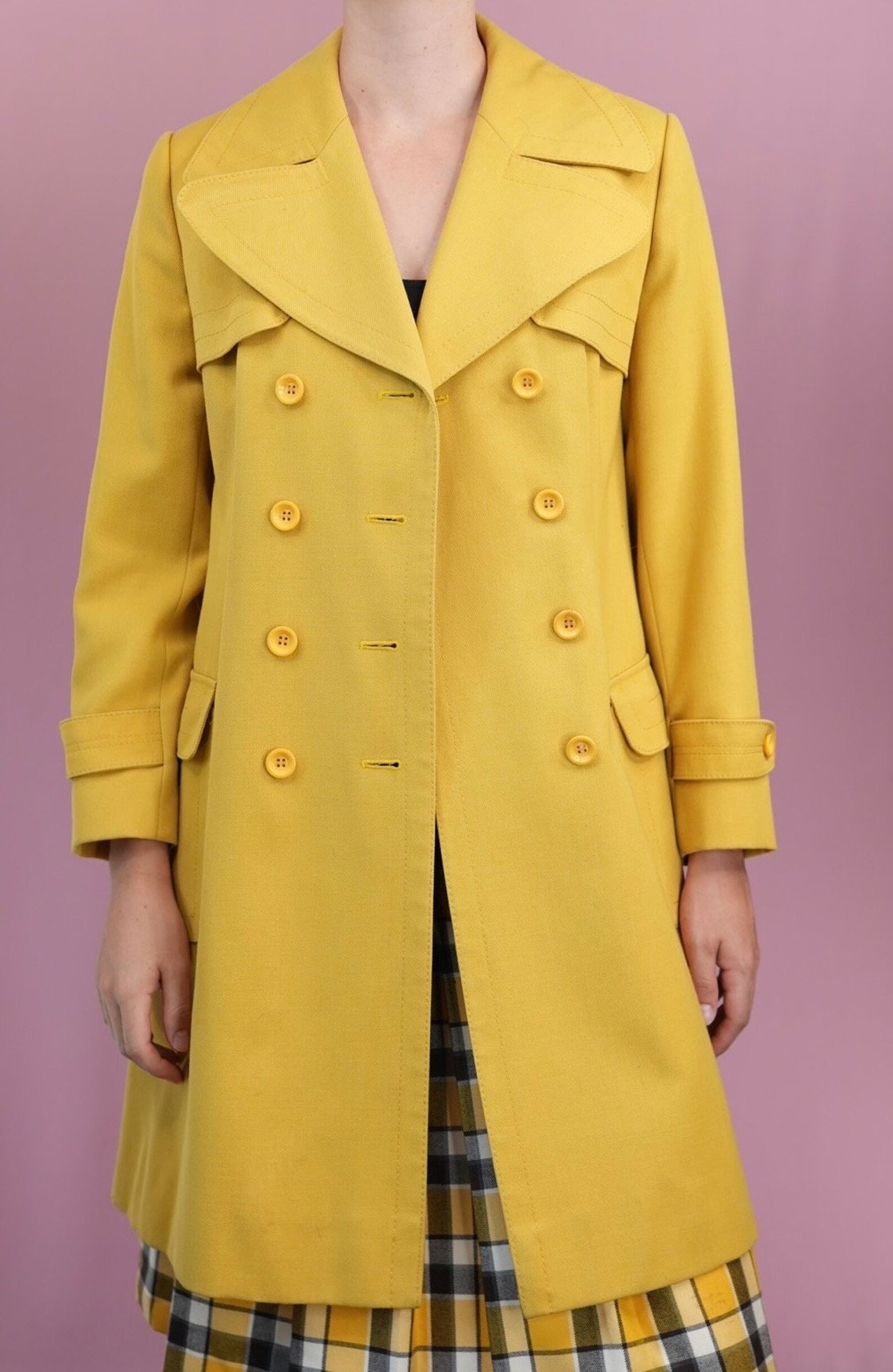 Rare 1960s Tailored Wool-blend Twill Coat in Yellow Women's Rainproof ...