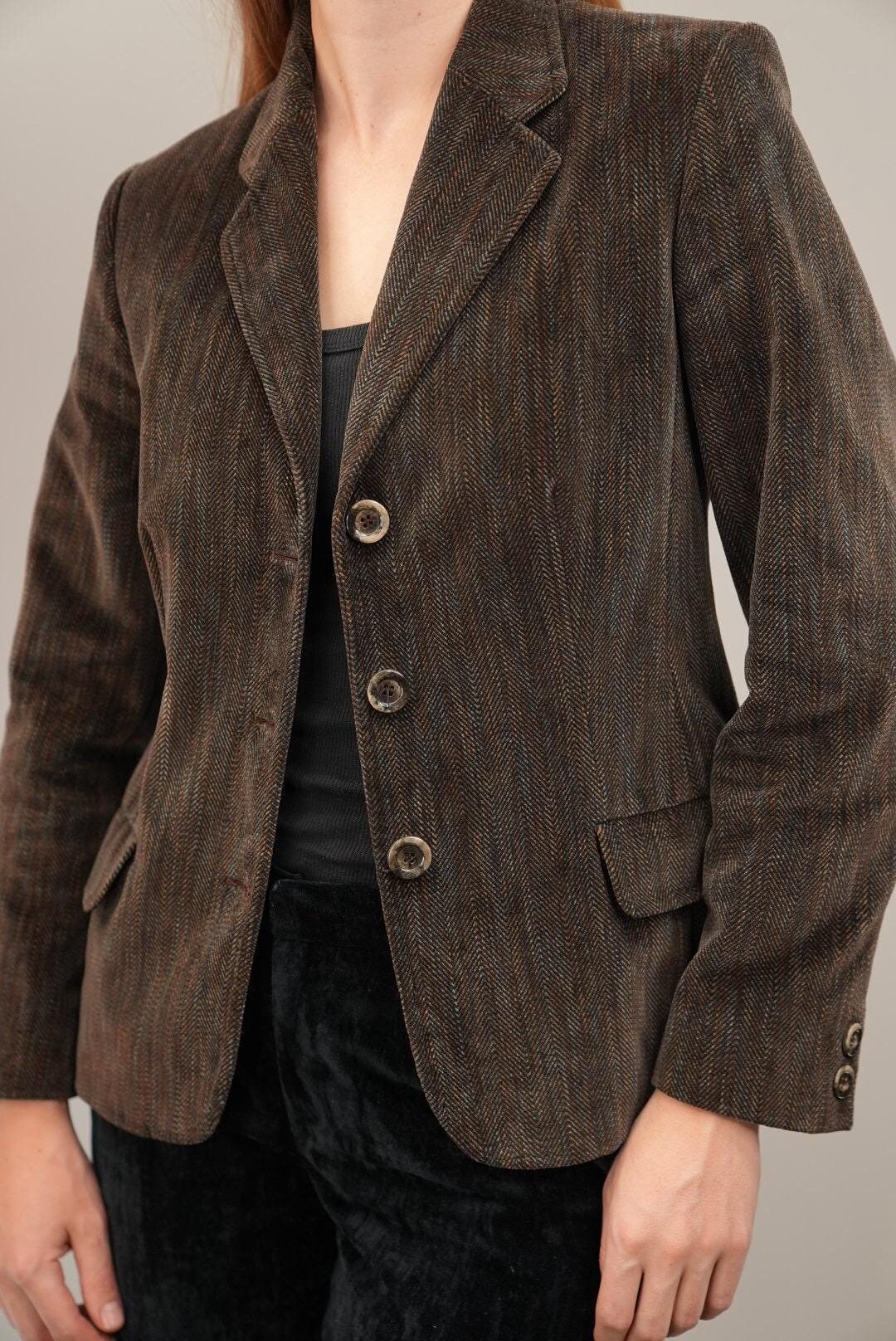Refined Italian Velvet Blazer | Vintage | Deep Brown With Hints of Blue ...