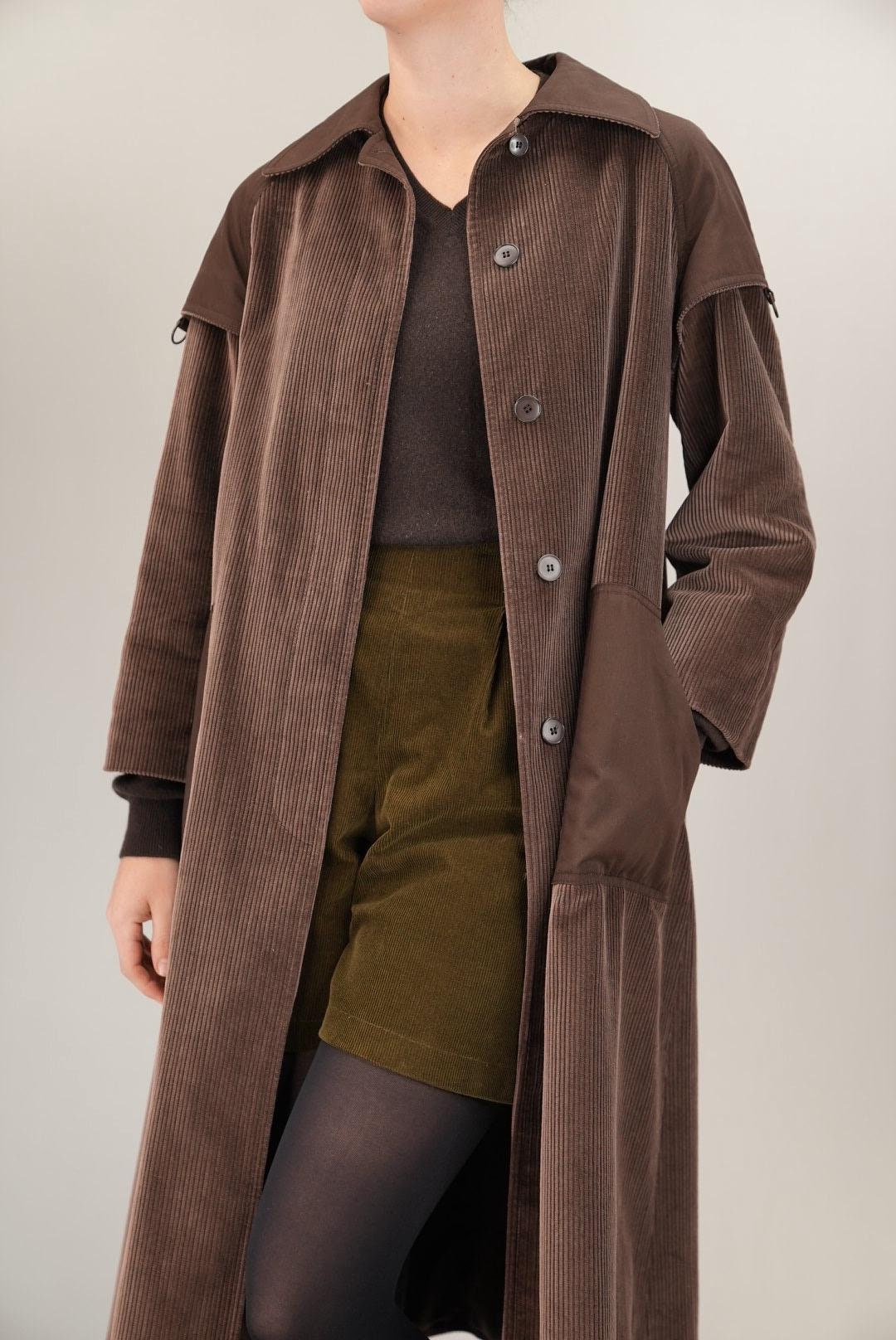 French Vintage Corduroy Coat in Soft Brown | 1970s, Pure Cotton | Women ...
