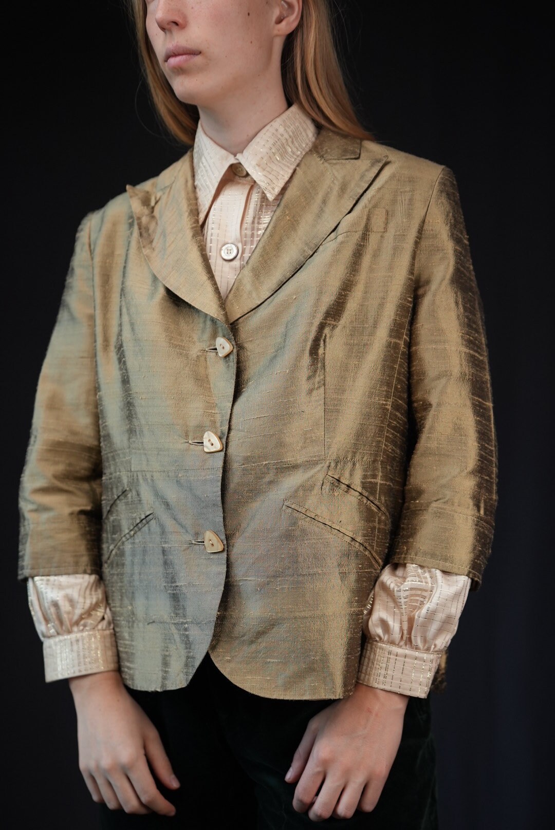 Golden Vintage Silk Blazer Jacket - Etsy