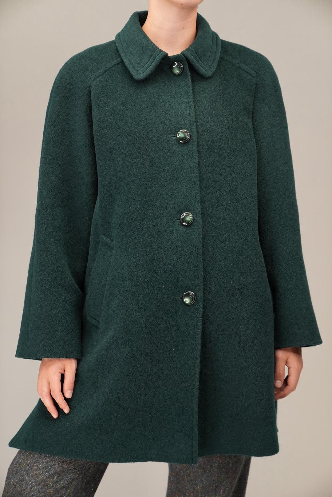 Emerald Green Wool Coat, Vintage Made in Italy, 1990s Womens Classic ...