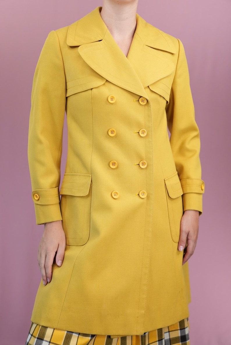 Rare 1960s Tailored Wool-blend Twill Coat in Yellow Women's Rainproof ...