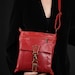 Vintage Red Leather Shoulder Bag With Metal Fastener Vera Pelle, Made ...