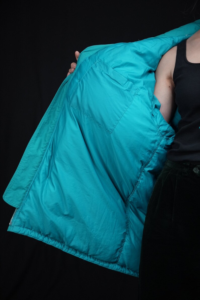 Belfe Vintage Puffer Skiing Jacket | Real Down Coat Turquoise | Made in ...