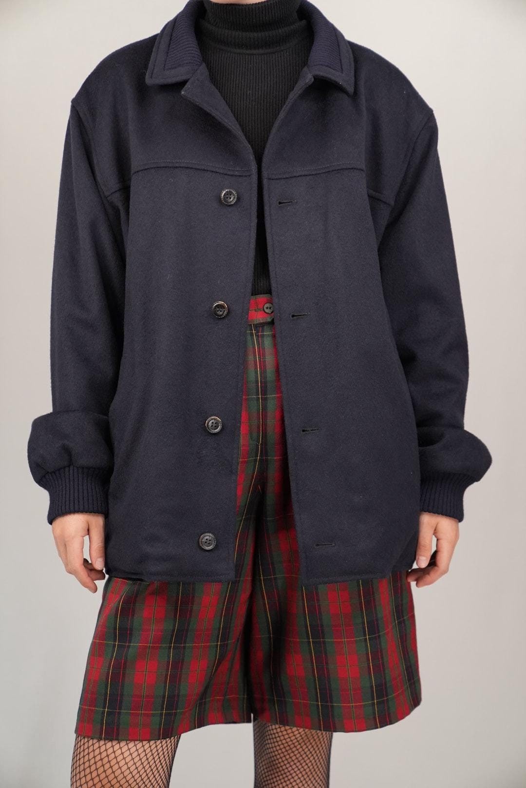 Loden Bomber-jacket in Navy Blue | Men's Vintage Loden Jacket With ...