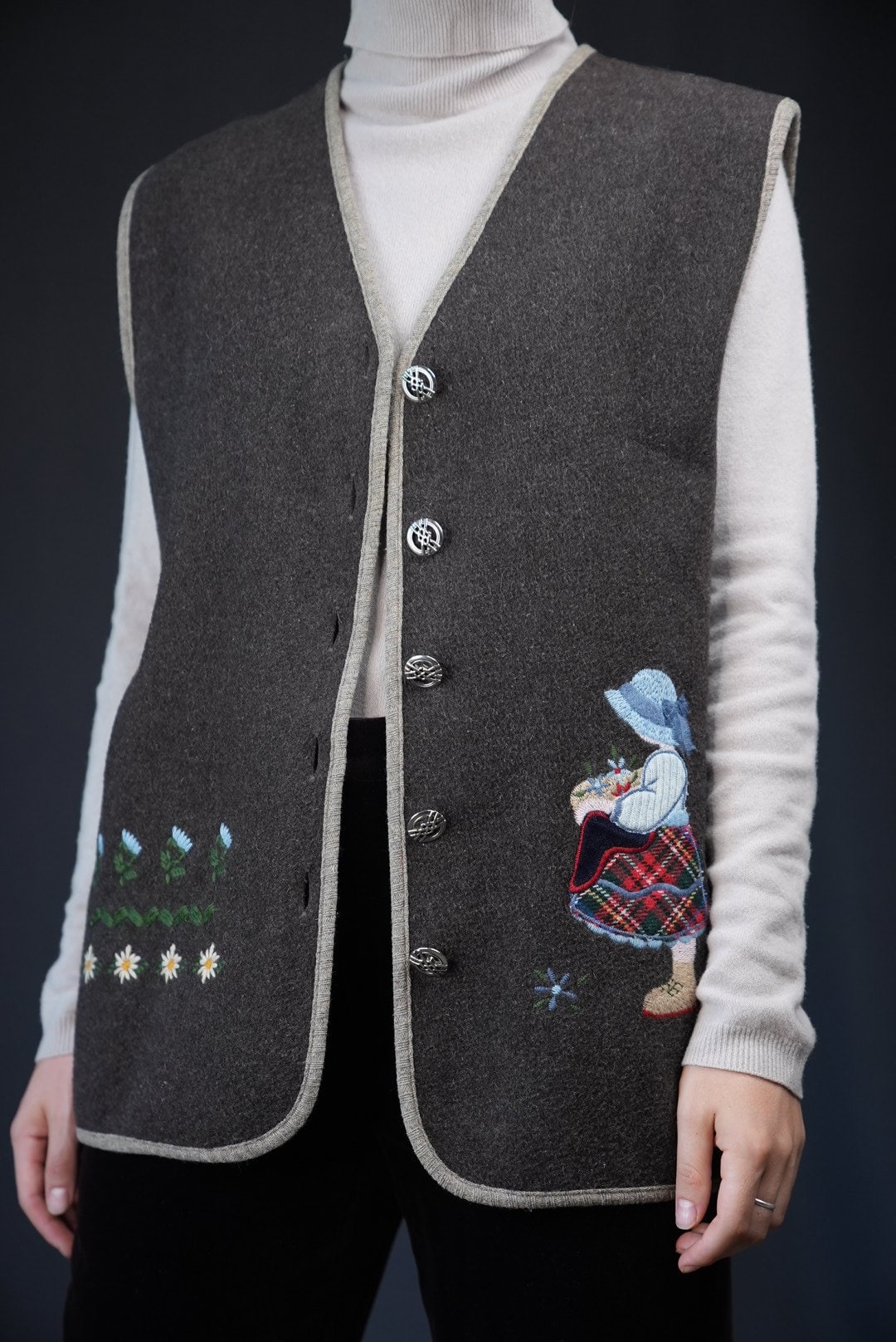 Boiled Wool Vest Austrian Bavarian Vintage Embroidered Traditional ...