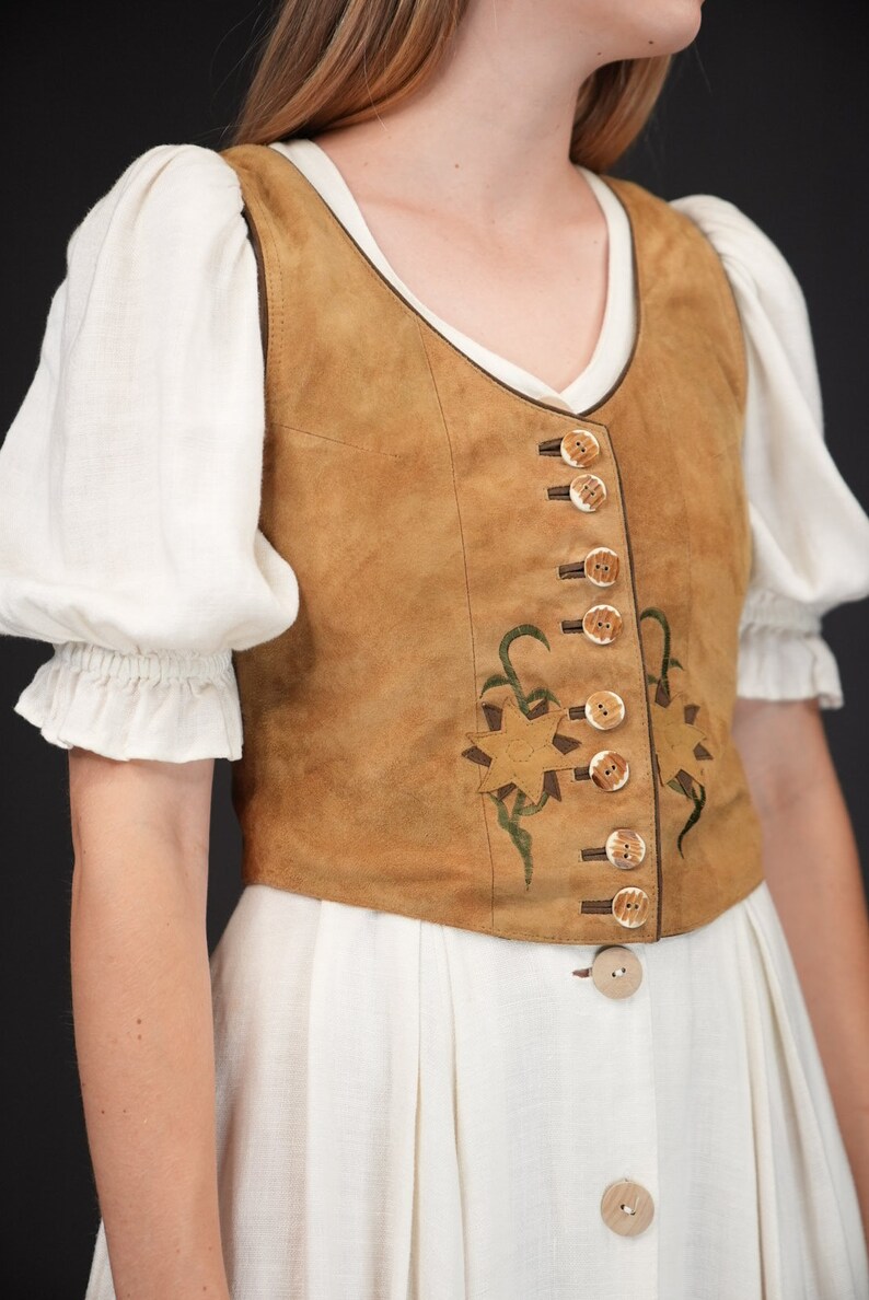 Traditional Austrian Suede Leather Gilet | Folklore Corset Top From ...