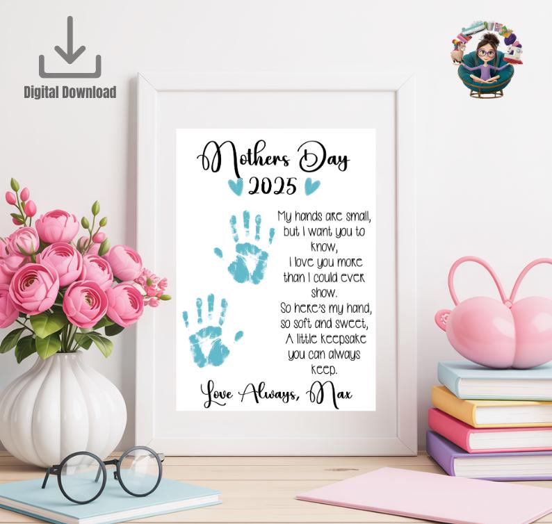Mother's Day Handprint Poem: DIY Gift From Kids (canva Template + PDF ...