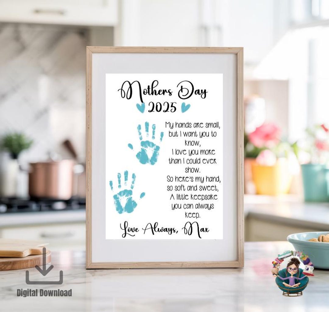 Mother's Day Handprint Poem: DIY Gift From Kids (canva Template + PDF ...