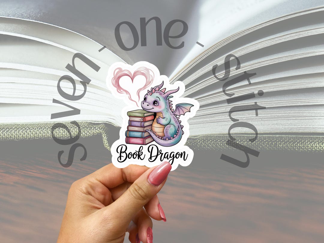 Book Dragon Sticker | Water Resistant Vinyl Decal - Etsy