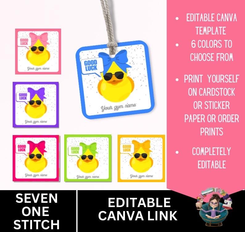 Good Luck Duck Cheer Gift Tags | Editable Team Gifts (digital Download ...