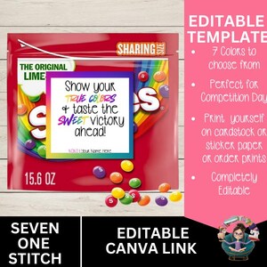Skittles Good Luck Tags: Cheer Competition Favor (printable PDF) - Etsy