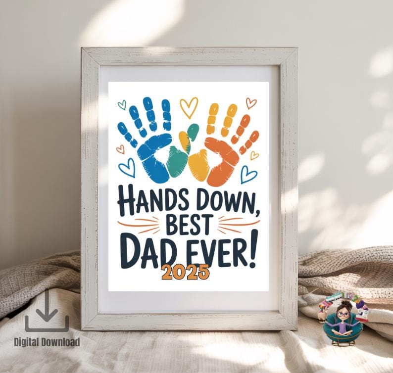 Best Dad Handprint Craft | Father’s Day Gift From Kids | Editable Canva ...
