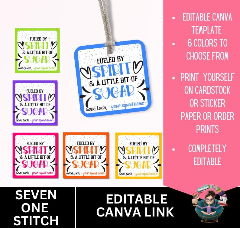 Cheer Competition Gift Tag: Editable Canva Template (digital Download ...