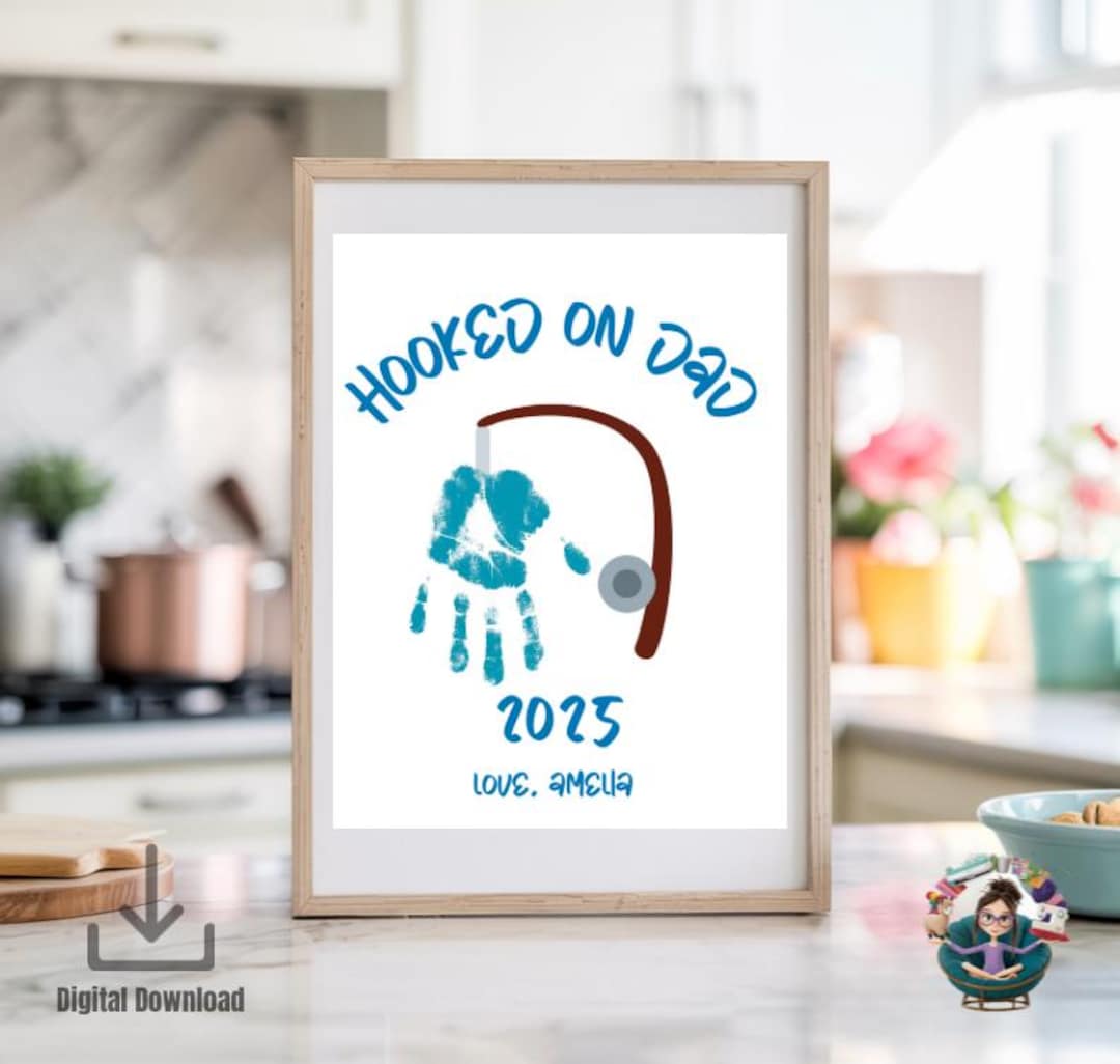 Hooked on Dad Handprint Craft | Father’s Day Gift From Kids | Editable ...