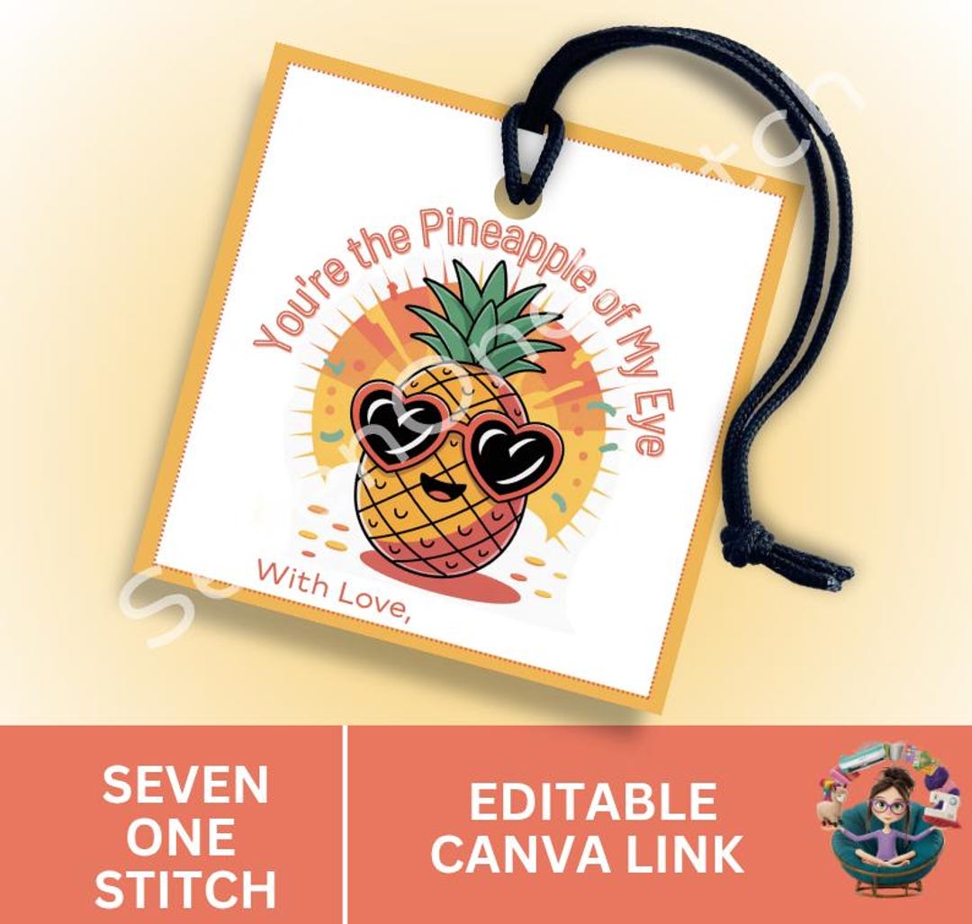 Pineapple Gift Tag: Editable Canva Template & Printable PDF - Etsy