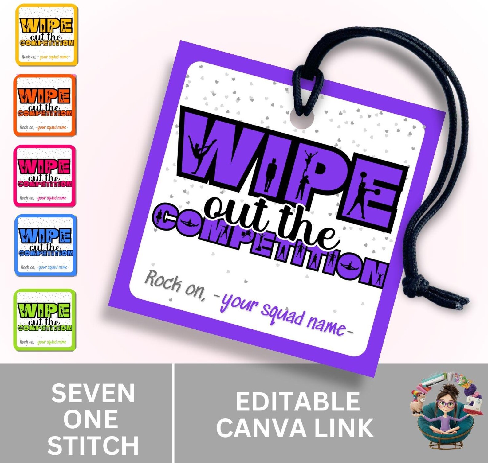 Cheer Makeup Wipe Tag: Editable Canva Template, Competition Gift ...