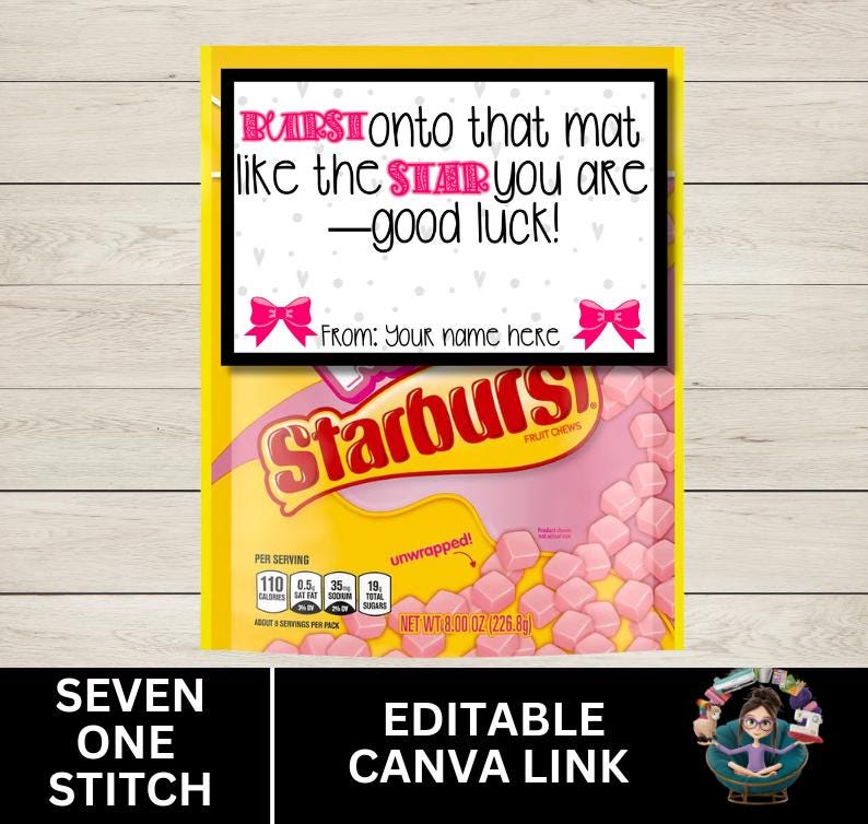 Starburst Cheer Tag: Good Luck Favor, Editable Template (digital ...