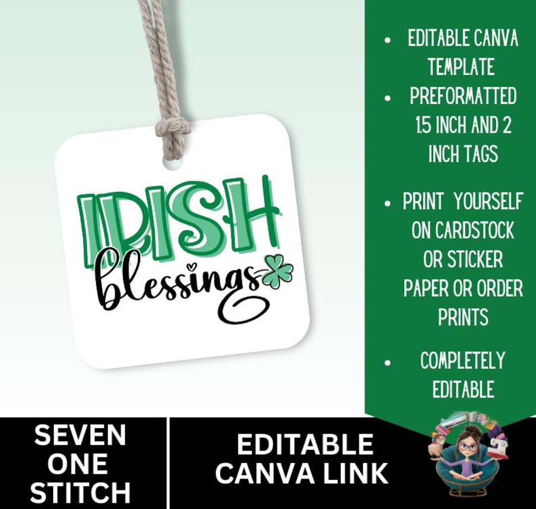 Editable St. Patrick’s Day Gift Tags | Printable Irish Blessings Tags ...
