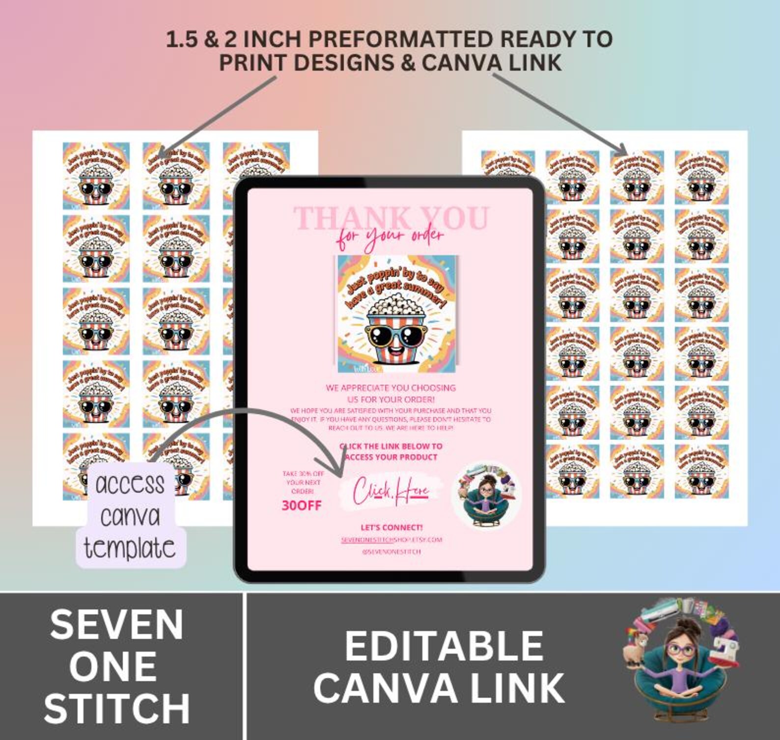 Popcorn Gift| Editable Canva + Printable PDF | Teacher Gift | End of ...