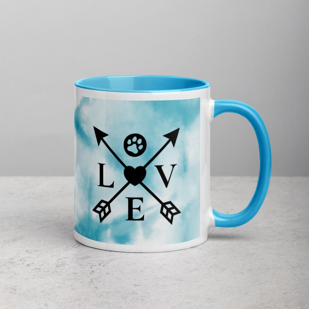 Blue Tye Dye Dog LOVE Mug With Color Inside - Etsy