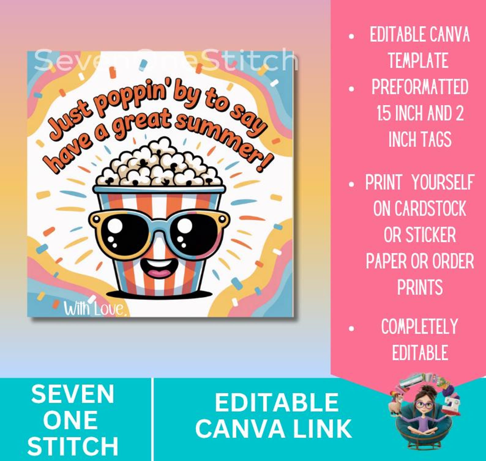 Popcorn Gift| Editable Canva + Printable PDF | Teacher Gift | End of ...