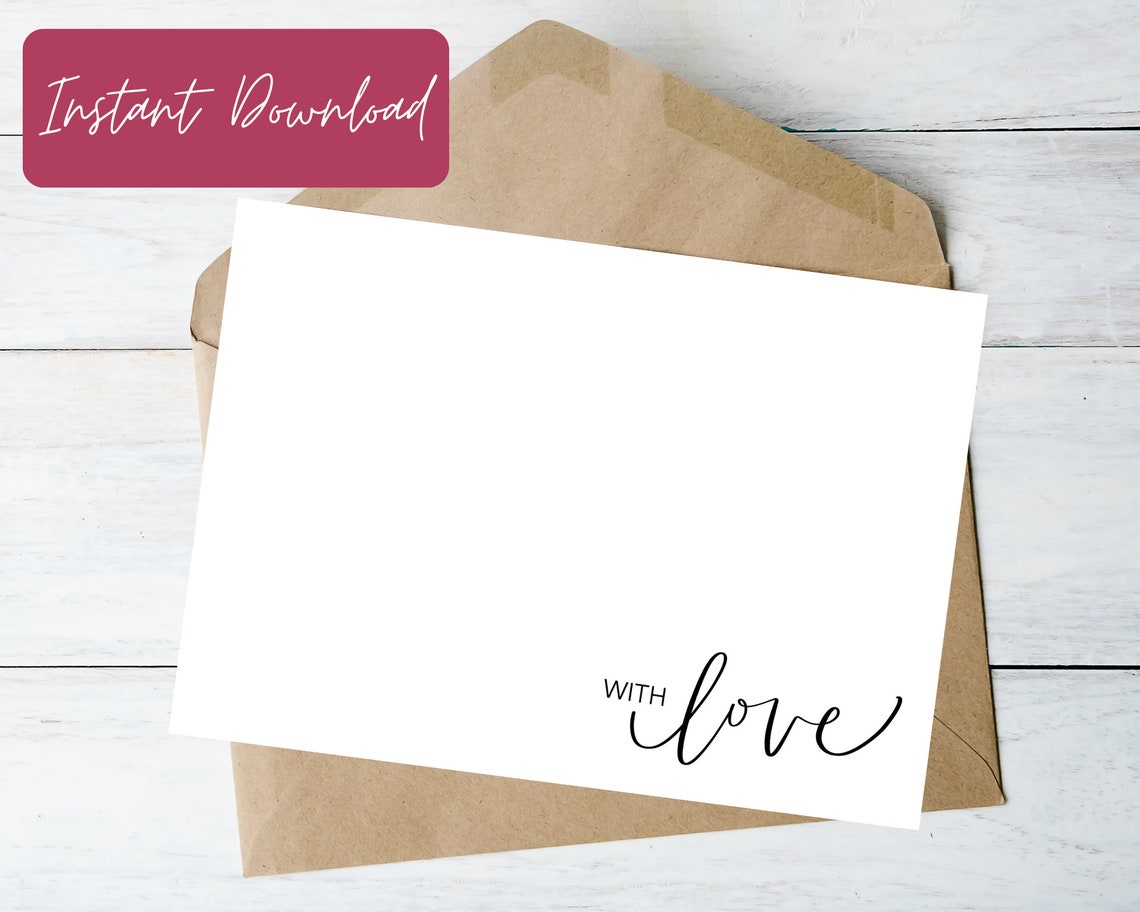 Printable With Love Card, Digital Download, Digital Print, Printable ...