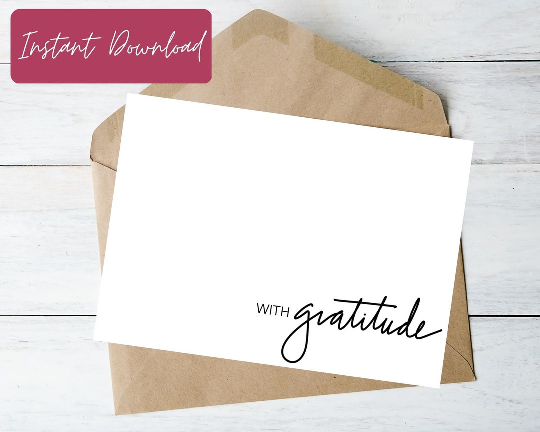 Printable With Gratitude Card, Digital Download, Digital Print ...