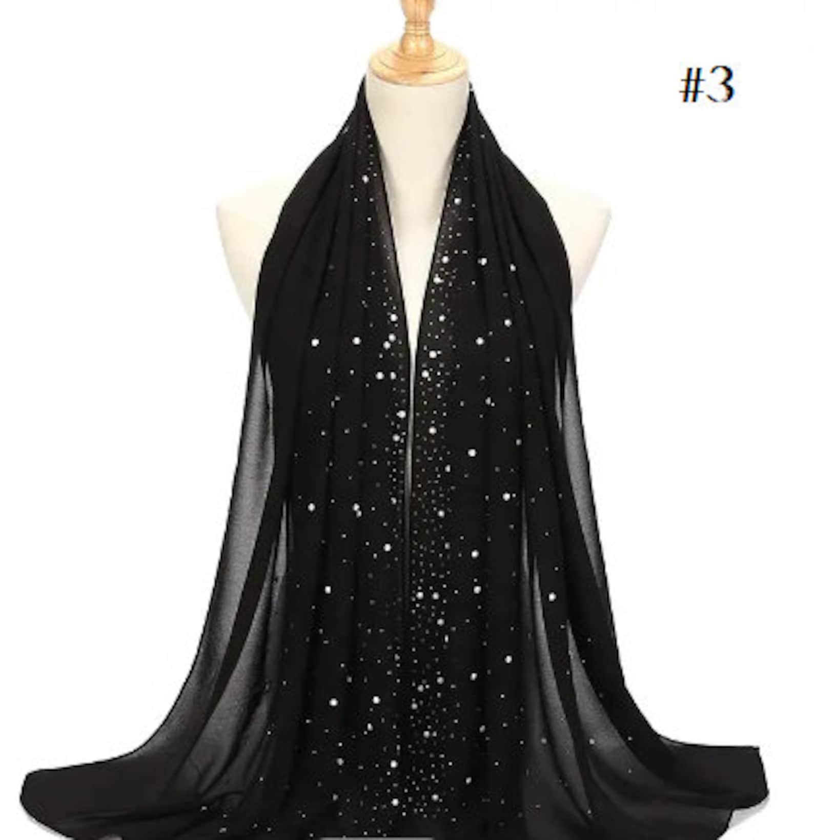 Pearl and Diamond Stone Chiffon Hijab - Etsy