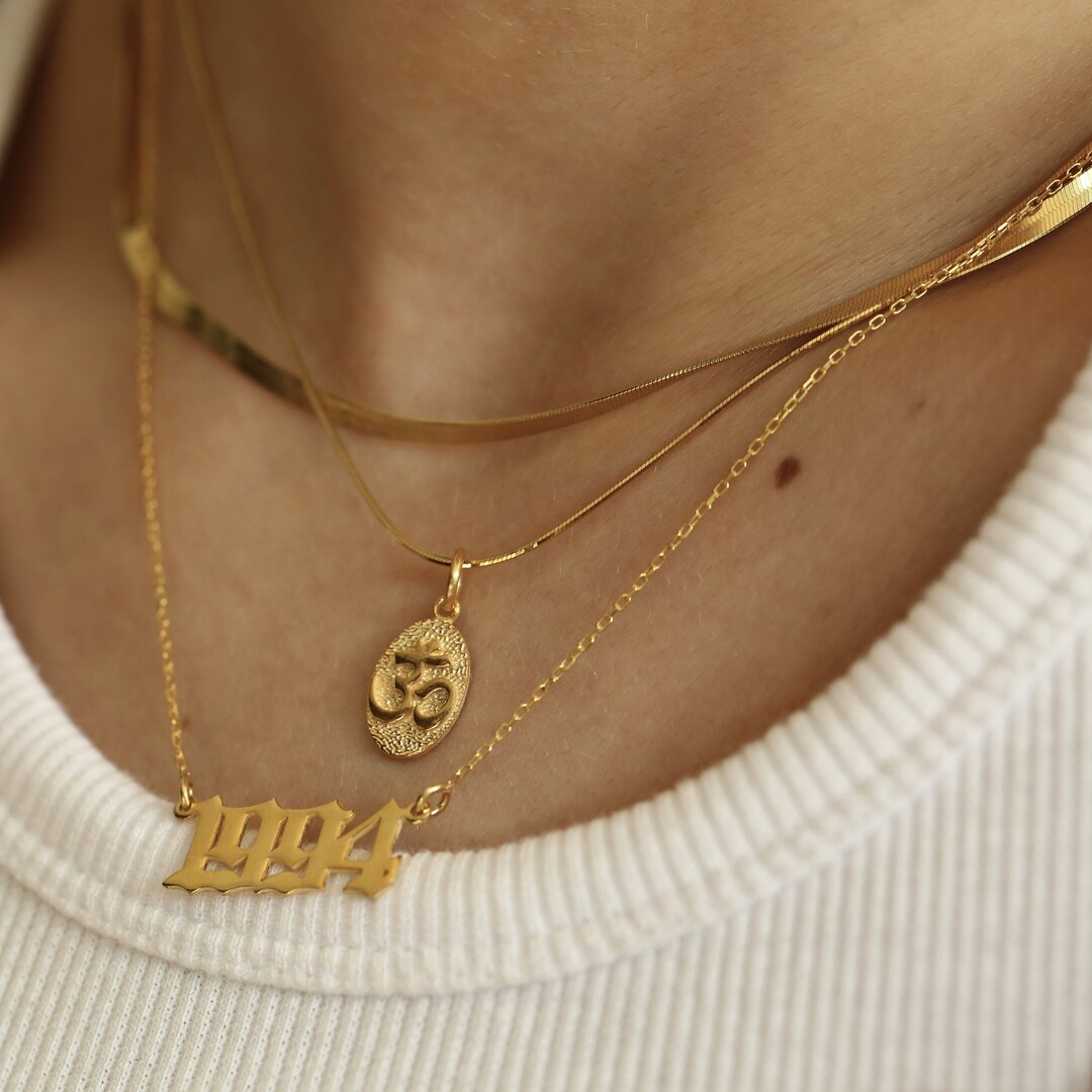 Angel Number Necklace, Birth Year Necklace, Gothic Lucky Numbers ...