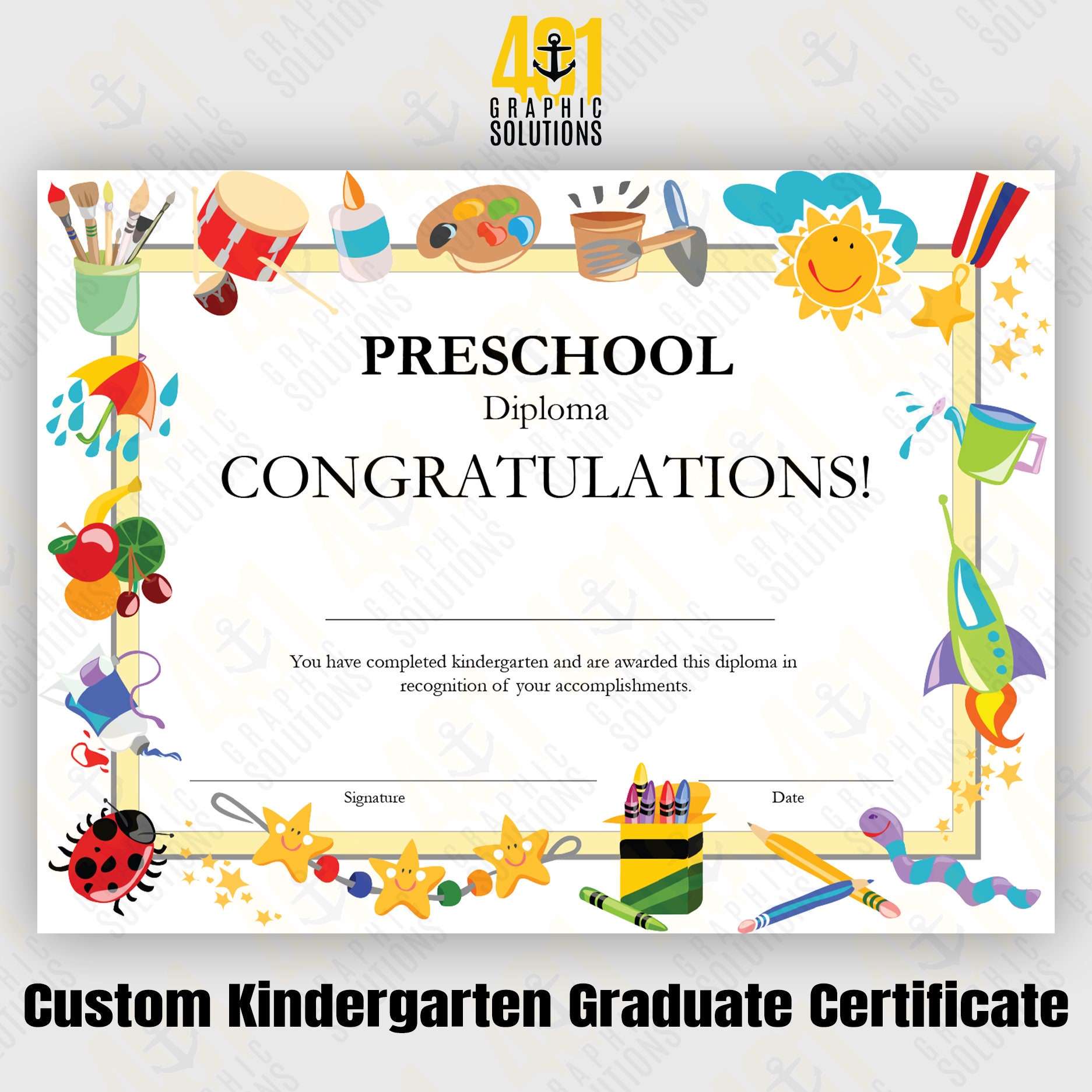 Custom Preschool Graduate Certificate, Preschool Diploma Certificate ...