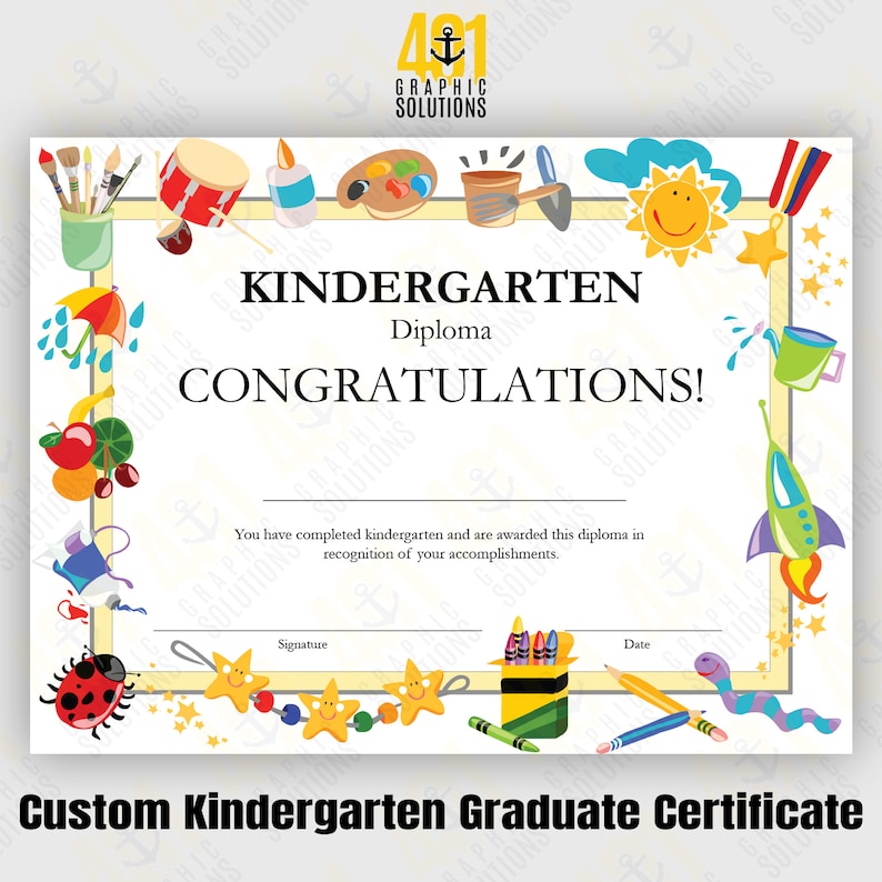 Custom Kindergarten Graduate Certificate, Kindergarten Diploma ...