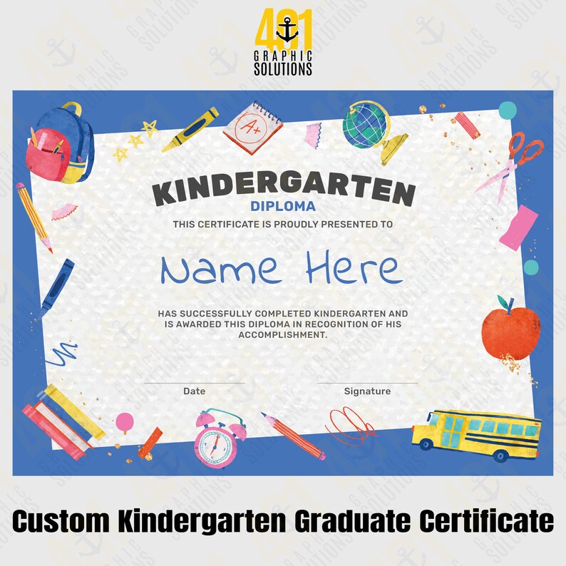 Custom Kindergarten Graduate Certificate, Kindergarten Diploma ...