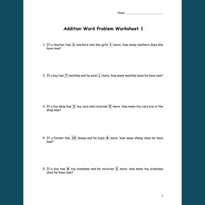 Addition Word Problems: 25 Printable Worksheets With Answers | Addition ...